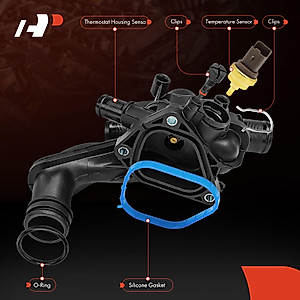 A-Premium Engine Coolant Thermostat and Housing Assembly W/Sensors - Compatible with Mini Cooper 2007-2013, Cooper Countryman 2011-2013 - DOHC, L4 1.6L - Replace# 11537534521, 11538699290