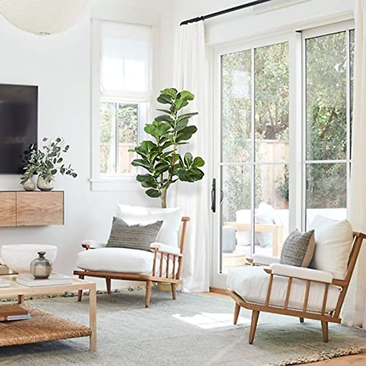 SeelinnS Artificial Fiddle Leaf Fig Tree 6FT Faux Fiddle Leaf Fig Tree Large Fake Plant in Pot Fig Artificial Tree for Home Decor Indoor and Outdoor