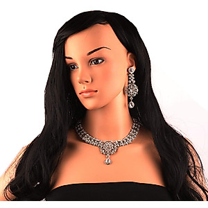 Touchstone Indian Bollywood enchanting floral diamond studded look white Rhinestone embellished bridal designer jewelry necklace set for women in white tone