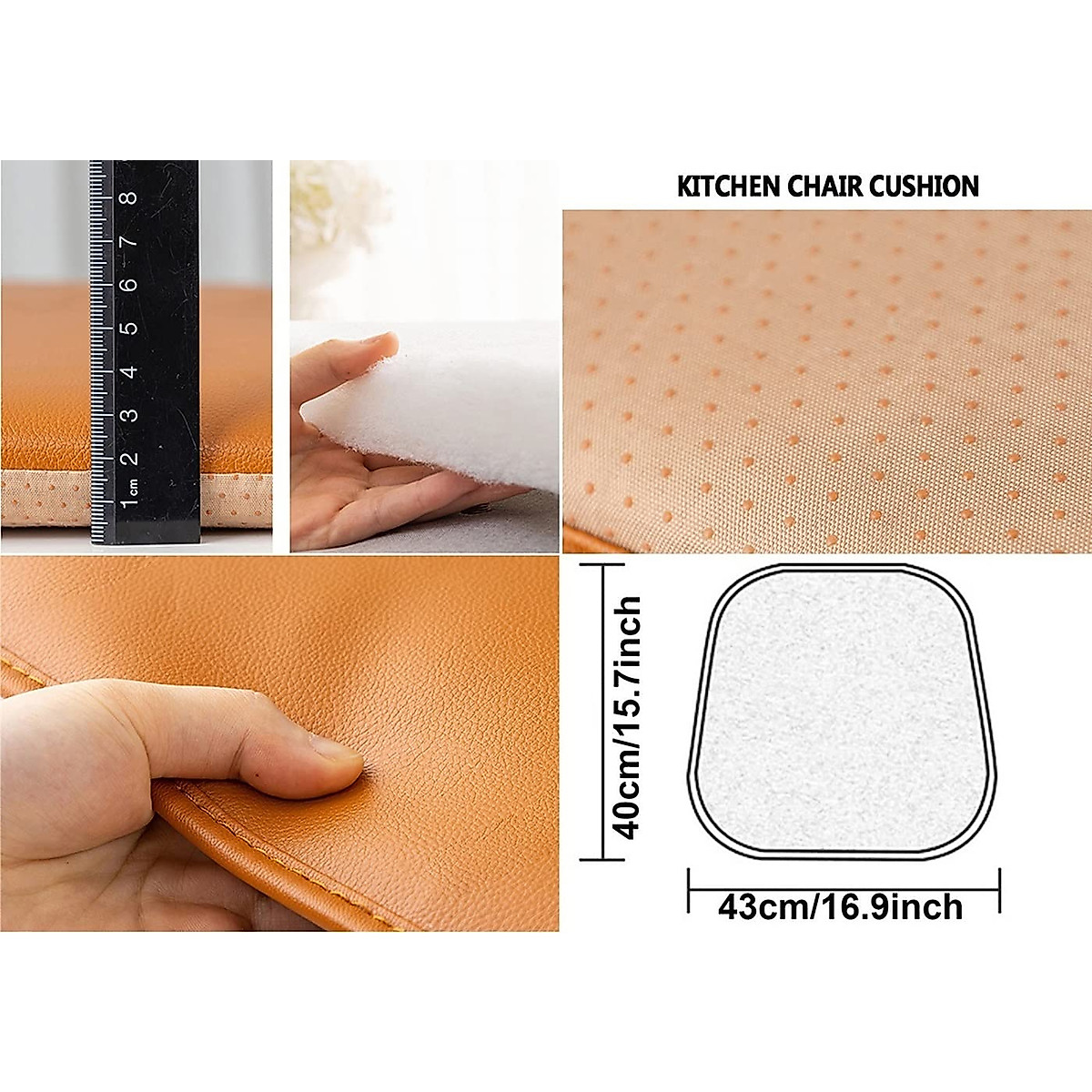 GYL-JL 1/2/4 Packs Leather Dining Chair Cushion Horseshoe Durable Soft Seat Cushion, Non-Slip Kitchen Chair Pad with Machine Washable Cover ( Color : Black , Size : Set of 4 )