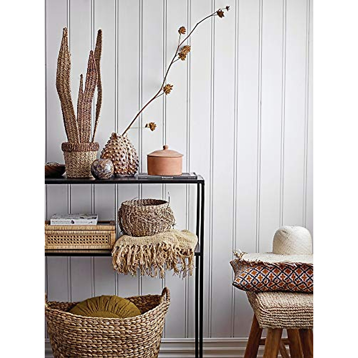 Bloomingville Handwoven Beige Seagrass Round Handles (Set of 2 Sizes) Basket, Natural