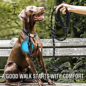 COOYOO 2 Pack Dog Leash 2/5/6 FT Heavy Duty - Comfortable Padded Handle - Reflective Dog Leash for Medium Large Dogs with Collapsible Pet Bowl