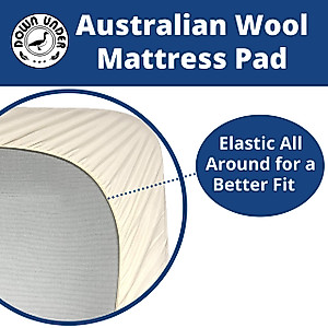 Down Under Wool Mattress Topper, King Size 100% Australian Wool Mattress Pad, 15" Deep Pocket & 0.5" Fleece Padding, Woolmark Certified Organic Mattress Protector, All Season Breathable Mattress Case