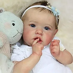 ZTDOLL Reborn Baby Dolls Girls with Opened Blue Eyes 18 Inch Handmade Realistic Newborn Lifelike Dolls in Soft Vinyl and Weightd Body for Daughter