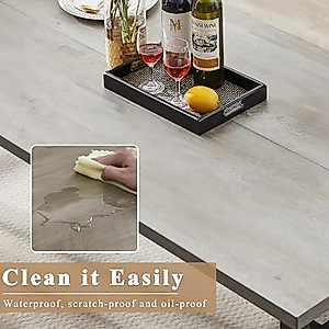 Rovibek 2 Benches Dining Table Set, Modern Space Saving Kitchen Desk, Wooden Industrial Style Farmhouse, 67", Grey