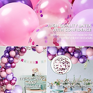 OuMuaMua Pink and Purple Balloons, 62Pcs Light Pink Balloon Lavender Balloons Metallic Pink Purple Latex Balloons for Women Girls Birthday Baby Shower Wedding Princess Party Decorations, 12 Inch
