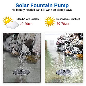 4 PCS Solar Fountain for Bird Bath, 1W Solar Bird Bath Fountain Pump with 4 Nozzles, Solar Powered Water Fountain Pump for Garden, Ponds, Pool, Fish Tank, Outdoor and Aquarium