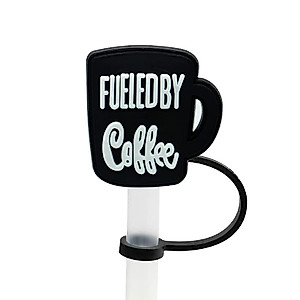 COFFEE cute Straw Tips Covers,Food Grade Reusable Silicone Straw Tip,funny Straw Covers Cap Plugs,Anti-dust Soft Straw Toppers Drinking Straw Tips Lids for 6-10 mm