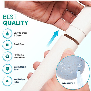 Flytofer 4 PCS Travel Toothbrush case with Ventilation Holes – Portable breathable Plastic Toothbrush Holders - Ideal for Travel, Camping, Trips, School, Home