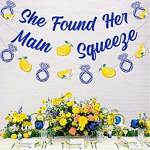Lemon and Blue Bridal Shower Decorations She Found Her Main Squeeze Banner Lemon and Diamond Ring Garland for Lemonade Bridal Shower Bachelorette Wedding Engagement Party Supplies
