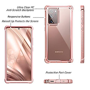 Dexnor for Galaxy Note 20 Ultra Case with Screen Protector Clear Electroplated Metal 360 Full Body Rugged Protective Shockproof Hard Cover Heavy Duty Defender Bumper for Samsung Note 20 Ultra 5G Pink