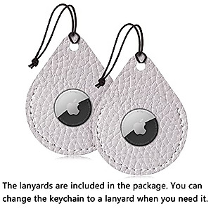 FOREVERFLYBIRD 2 Pack Airtag Holder Leather Case Air Tag Cover Keychain GPS Tracker Remote Finder Key Travel Backpack Pet Locator L Grey