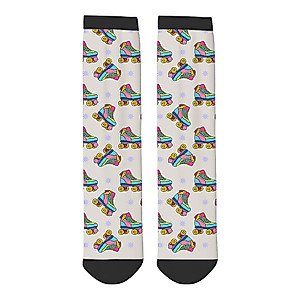 AOYEGO Roller Derby Skates Funny Socks Lovely Color Boot 90s Disco Relaxation Girl Skating Novelty Casual Crew Socks Contrast Color Design for Women Men Gift