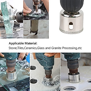 Diamond Hole Saw, 15 pcs Diamond Drill Bits Set Glass Drill Bit Extractor Remover Tools for Glass, Ceramics, Porcelain, Ceramic Tile (1/4"-2")