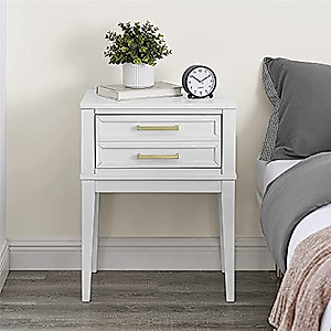 MUSEHOMEINC White Nightstands Solid Wood Mid-Century Bed Side Table, Stylish Accent End Table with Tall Leg for Living Room Home Office, Tall Night Stand for Bedroom