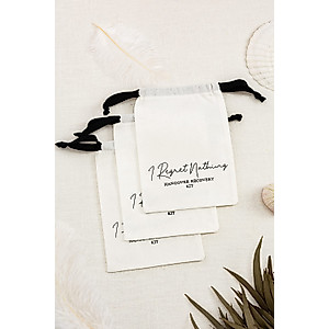 10 Pack Hangover Kit, 5x7 In Party Favor Bags, Wedding Survival Recovery Kit Bags Cotton Muslin Drawstring Bag for Bachelorette Party Bridal Shower Party