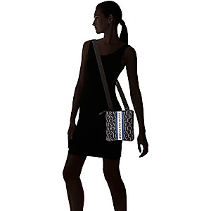 A | X ARMANI EXCHANGE All-Over Logo Eco-Leather Flat Crossbody Bag, Black