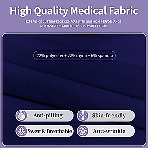 niaahinn Scrub Set with Long Sleeve for Women Scrub Top & Jogger Scrub Pants Medical Working Uniforms with Pockets (Navy Blue,M)