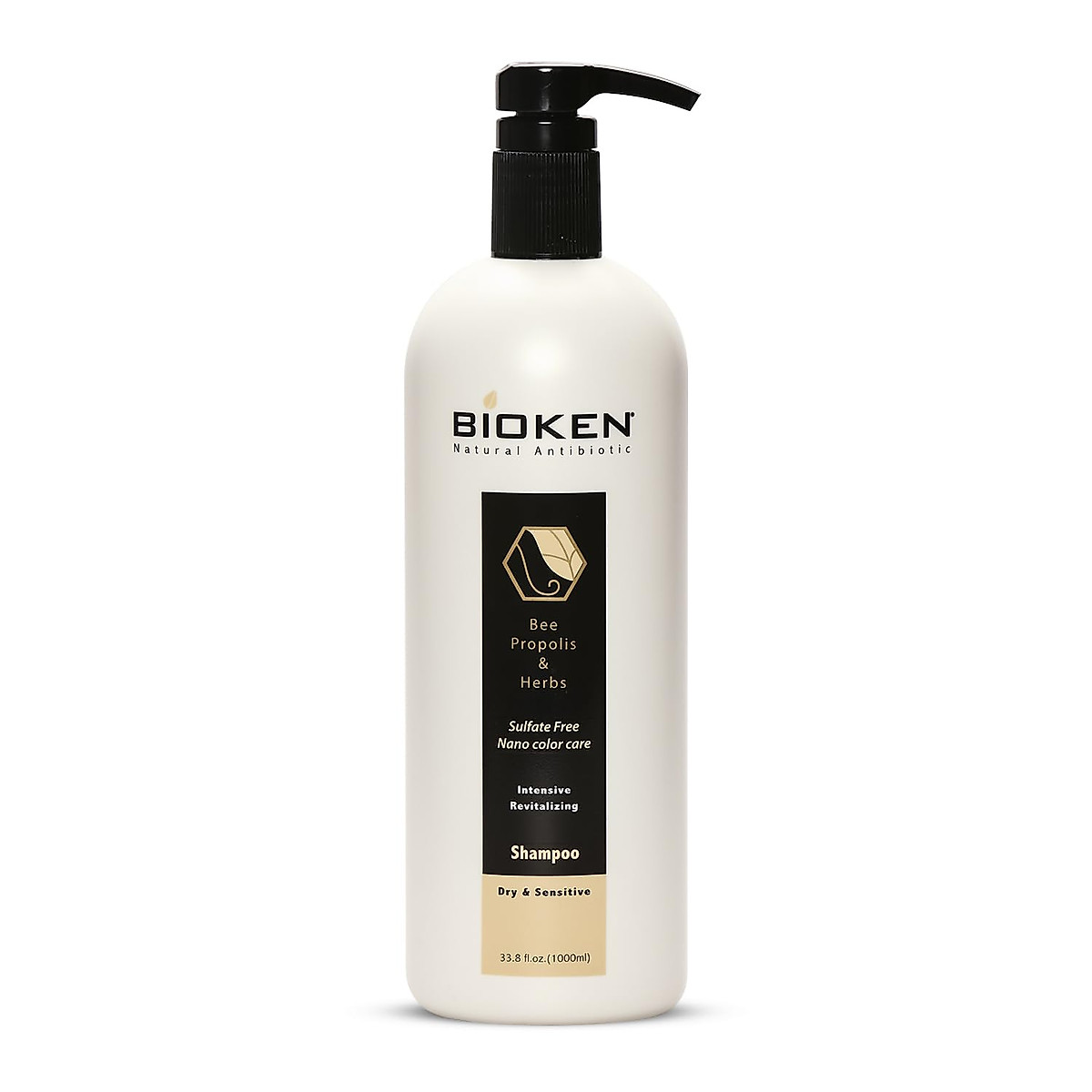 Bioken Intensive Revitalizing Shampoo – 33.8 oz Dry & Sensitive Hair Bee Propolis Herbs Promote Hair Growth Hydrating Moisturizing Nano Color Care Sulfate Free