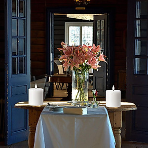 smtyle White Battery Operated Flickering Flameless Candles Set of 2 for Home Decoration Votive Birthday Gardens Outdoor