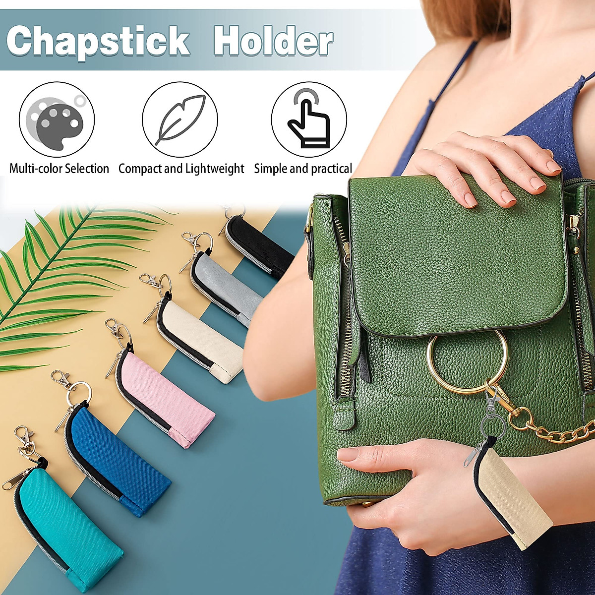 YVVZHOU PANN Chapstick Holder, 6 PCS Lipstick Holder Keychain Lipstick Sleeve Pouch Lip Balm Holder Zipper Lipstick Bag for Keychain Travel Accessories Gift for Girls and Women