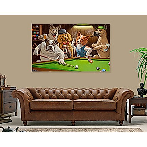 Eliteart-Dogs Playing Pool Billiard Artisan by Cassius Marcellus Coolidge Oil Painting Reproduction Giclee Wall Art Canvas Prints