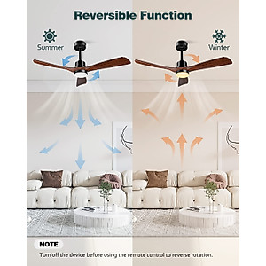 Forrovenco Ceiling Fans with Lights and Remote, 52 Inch Outdoor Ceiling Fan for Patios with Light 3 Downrods, 3 Blades Modern Ceiling Fan Noiseless Reversible DC Motor, Wood Fan for Farmhouse