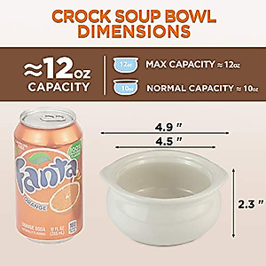 Fit Meal Prep [6 Pack] 12 Oz French Onion Soup Crock - Ivory Premium Ceramic Porcelain Bowls, Microwave Oven Safe, For Soup, Stews, Chilis, Baked Beans, Mac and Cheese