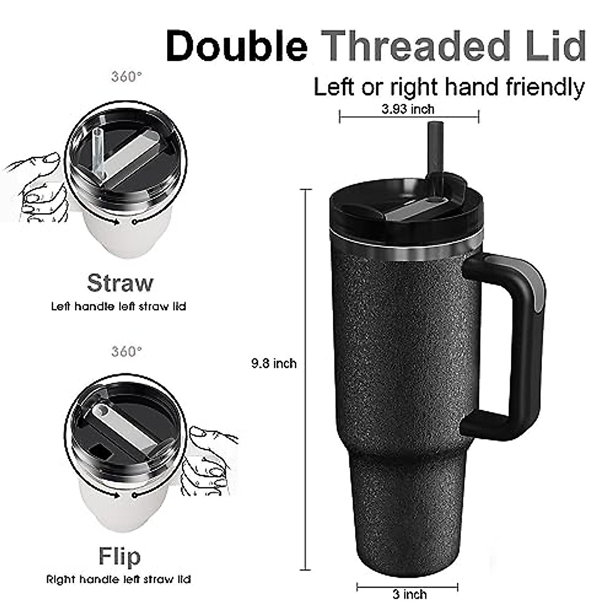 AFINSEA 40oz Tumbler with Handle,Insulated Tumbler with Lid and Straw,Double Wall Vacuum Stainless Steel Travel Mug Iced Coffee Car Cup for Hot and Cold Beverage(Night)