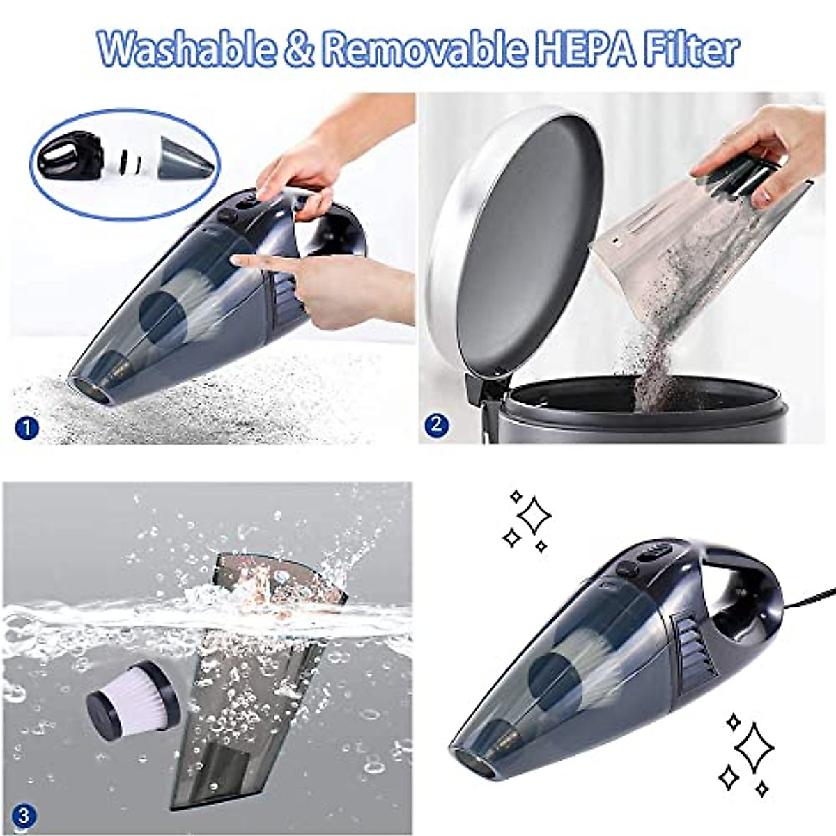 Arbutin Car Vacuum Cleaner,Updated Version Handheld Vacuum Cleaner for Car with 16.4FT Cable Portable Vacuum Cleaner,Auto Accessories Kit for Detailing and Cleaning Car Interior