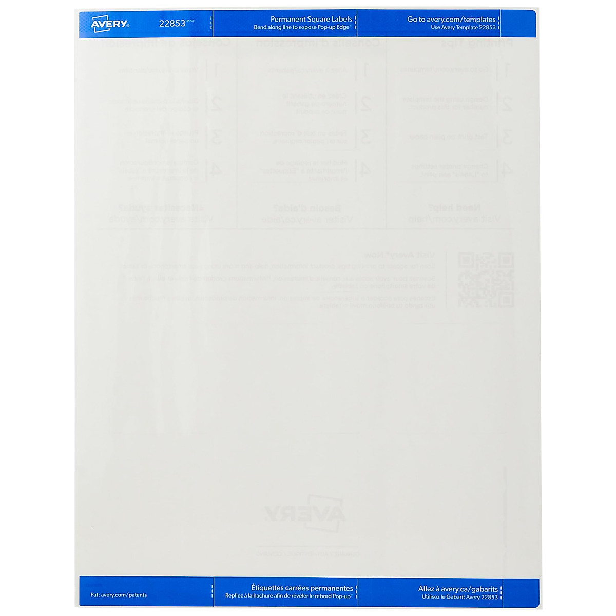 Avery Printable Blank Square Labels, 2" x 2", Glossy Crystal Clear, 120 Customizable Labels (22853)