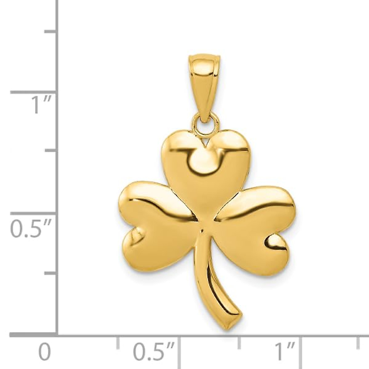 IceCarats 14K Yellow Gold Lucky Clover Leaf Shamrock Flower Necklace Heart Claddagh Celtic Charm Pendant Irish Jewelry 29mm x 19mm Only