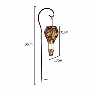 LED Solar Light Hollow Wrought Iron Air Balloon Lawn Stakes Lamp Waterproof Outdoor Landscape Garden Lamp Yard Art for Home Courtyard Decoration