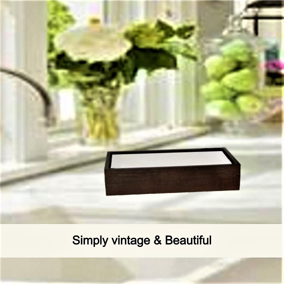 Kitchen Noble Bamboo Guest Towel Holder In Dark Walnut (9.75''x 5.50''x 2'') – Bathroom Napkin Tray – Organizer Box - For Desk, Bathroom, Dining Table, Kitchen Counter & Drawers (KN082522)