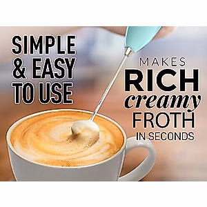 Zulay Powerful Milk Frother Handheld Foam Maker for Lattes - Whisk Drink Mixer for Coffee, Mini Foamer for Cappuccino, Frappe, Matcha, Hot Chocolate by Milk Boss (Fresh Mint)