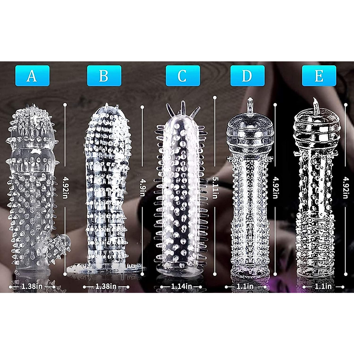 Transparent New Threaded mace Condom Male Condom Adult Lock fine Ring Extended Sleeve Crystal Sleeve 5pcs