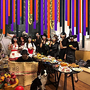 jiebor Crepe Paper Streamers for Halloween Black Orange Purple Crepe Paper Roll Halloween Party Room Wall Decor, 9 Rolls 738 Ft