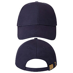 AOSMI 2 Pack Classic Cotton Baseball Hats Men Women Adjustable Ball Caps for Outdoor Workouts/Sports/Golf/Running Black-Navy Blue