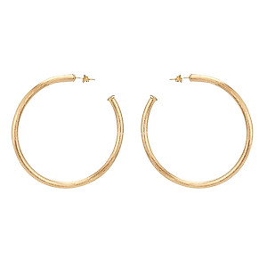 Sheila Fajl Everybody's Favorite Large 2.5 Inch Tubular Lightweight Hoop Earrings in Brush Champagne. 18k Gold and 18k Rose Gold Metal Plated