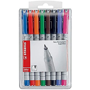 Stabilo® OHPen universal pen medium, water-soluble, pack of 8, pack of 8