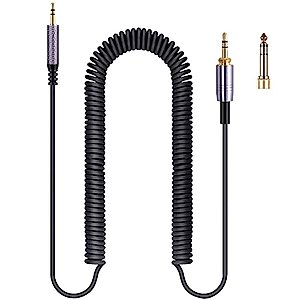FAAEAL QC35 Coiled Audio Cable Replacement for Bose QC45(QuietComfort 45) NC700,AKG Y55BT Y55 Headphones, 2.5mm to 3.5mm(1/8”) Extension Aux Cord with 6.35mm (1/4") Adapter 14ft