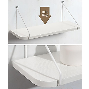 Afuly White Shelves for Wall, Floating Shelf Bathroom, Wall Mounted Shelves for Bedroom Living Room, Over Toilet Shelves Storage Display Organizer Modern Home Decor, 16inch Set of 2