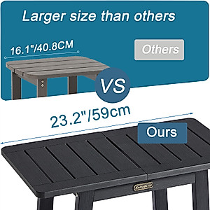 HDPS Shower Bench Seat for for Inside Shower, Waterproof Shower Stool, Heavy Duty Bathroom Poly Shower Chair Seat for Shaving Legs, 2 Tier Black Shower Foot Rest Stool with Adjustable Feet, Non-Slip