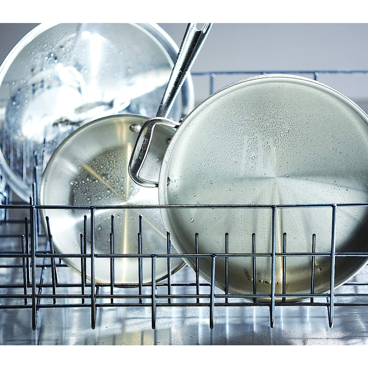 All-Clad D3 Fry Lid, 10 Inch Pan, Dishwasher Safe Stainless Steel Cookware, Silver, 10-Inch & Stainless Steel Tri-Ply Bonded Dishwasher Safe Sauce Pan with Lid, Cookware, 3-Quart, Silver