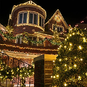 WATERGLIDE 1000 LED Christmas String Lights, 328 FT Green Wire LED Decorative Fairy Lights with Remote & 8 Modes, Waterproof for Outdoor Xmas Holiday Party Garden Wedding Home Decor, Warm White