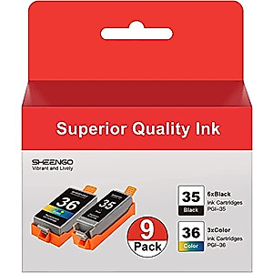 PGI35 CLI36 PGI-35 CLI-36 - SHEENGO Compatible Ink Cartridges Replacement for Canon PGI35 CLI36 PGI-35 CLI-36 to Compatible with Canon PIXMA IP110 TR150 IP100 MINI260 MINI320 Printer (9 Pack)