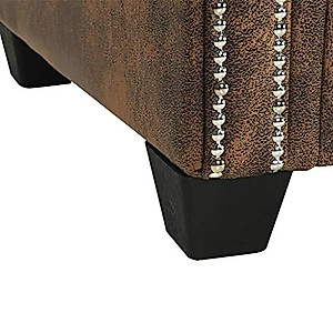 vidaXL Modern Contemporary Button Tufted L-Shaped Chesterfield Sofa Modern Faux Leather Corner Sofa, Lounge Couch, Chaise for Home Office Brown