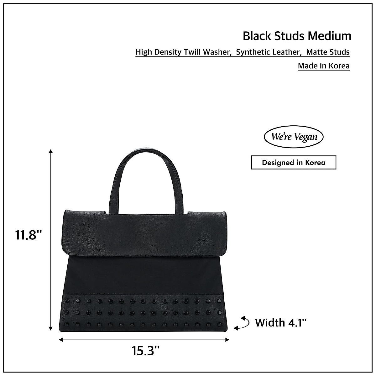 KWANI Black Studs Ladies Women's Tote Bag Shoulder Bag for Travel Daily Bags (Small)