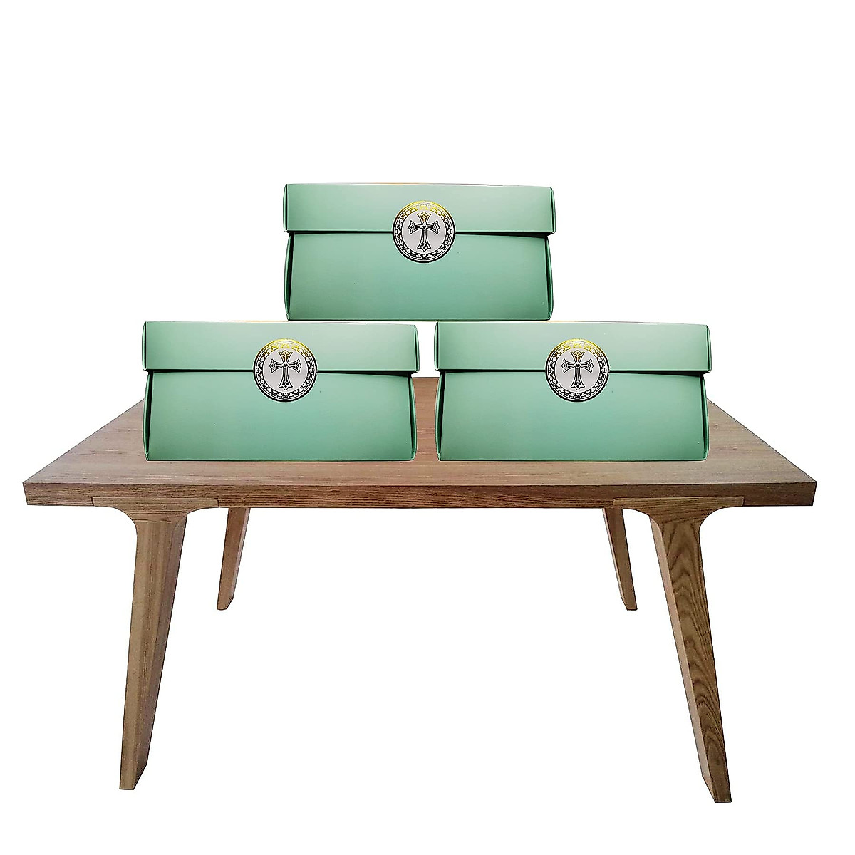 Gold Foil Cross Stickers, 1.5 inch 500 Foil Self-Adhesive Religious Stickers Round Labels for Baptism Party, Envelope Seals, Christening, Wedding Decoration