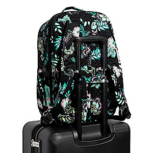 Vera Bradley Women's Cotton Large Travel Backpack Travel Bag, Island Garden - Recycled Cotton, One Size